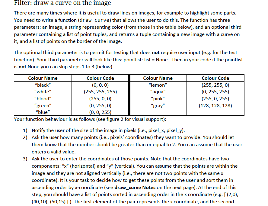 Filter: draw a curve on the image There are many | Chegg.com