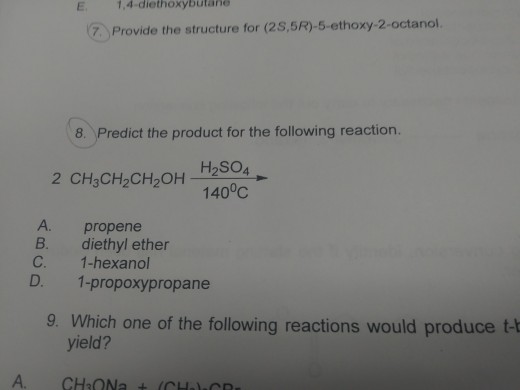 Solved 1,4-diethoxybutane 7Provide the structure for | Chegg.com