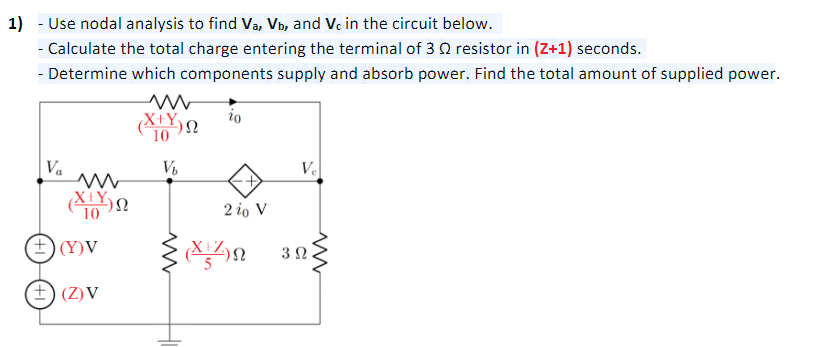 Solved 1) - Use nodal analysis to find Va, Vb, and Vc in the | Chegg.com