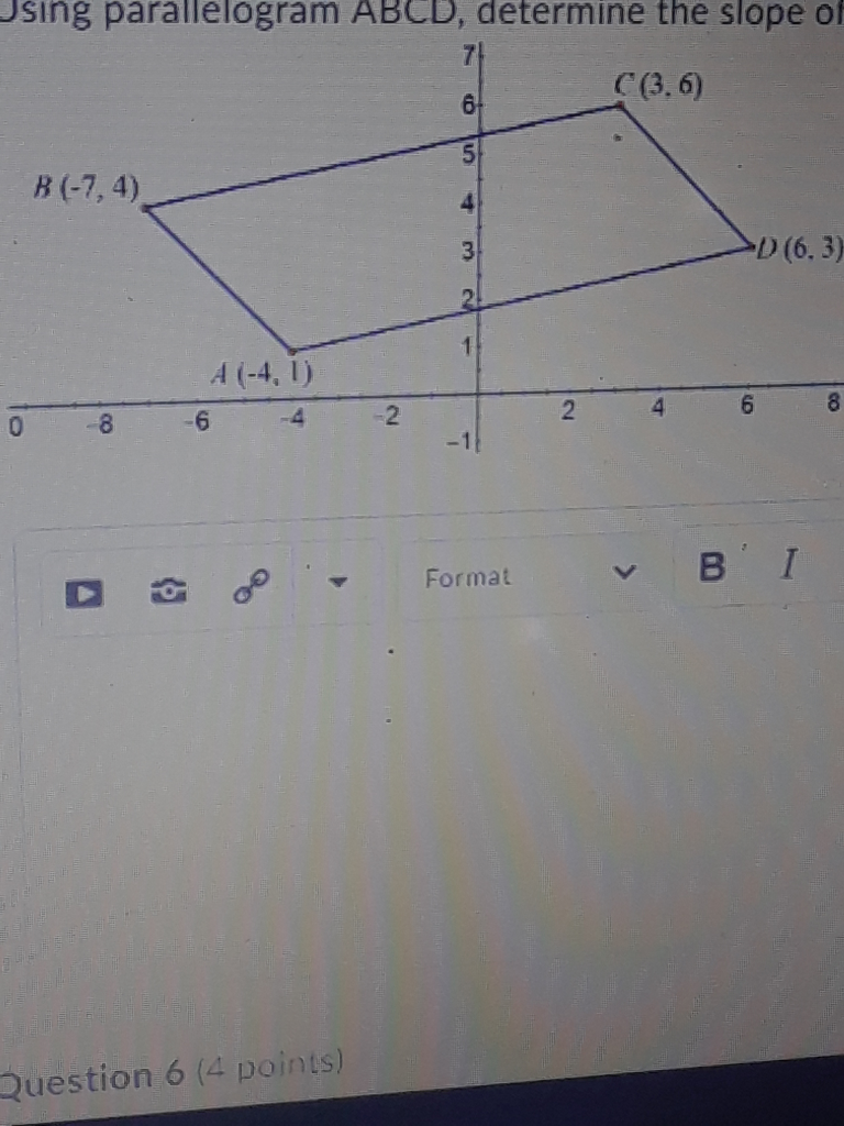 Solved sing parallelogram ABCD, determine the slope of | Chegg.com