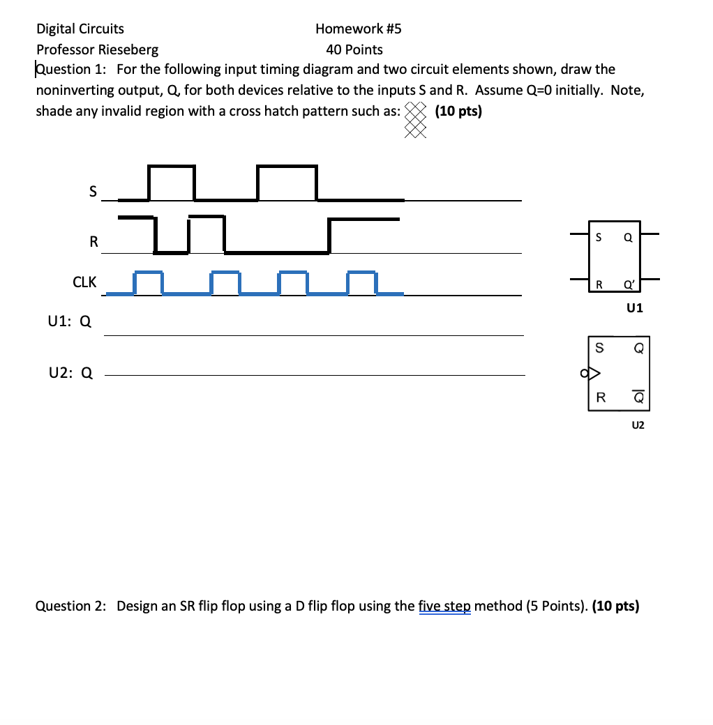 Solved Digital Circuits Homework \#5 Professor Rieseberg 40 | Chegg.com