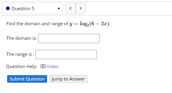 Solved Question 5 Find the domain and range of y = log | Chegg.com