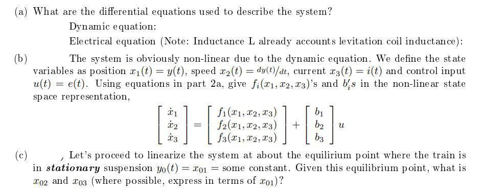 Mathematical models and linearization. You are tasked | Chegg.com
