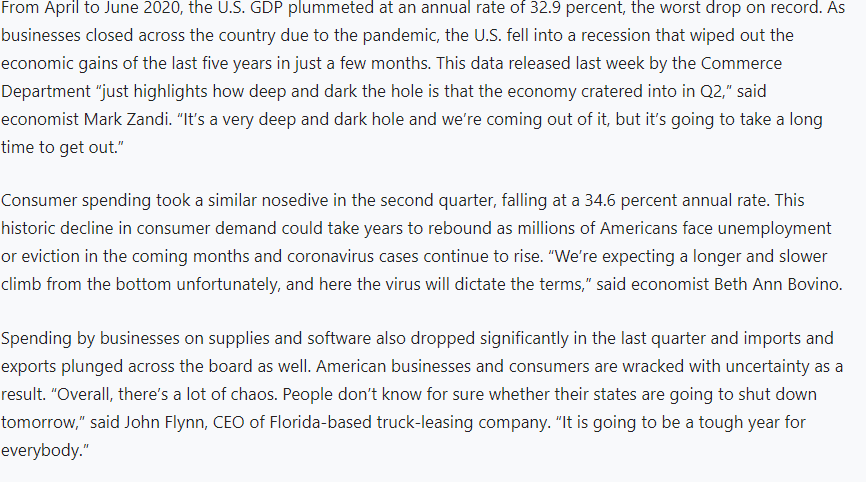 Solved Why did the U.S. GDP drop by nearly 33 percent in the | Chegg.com