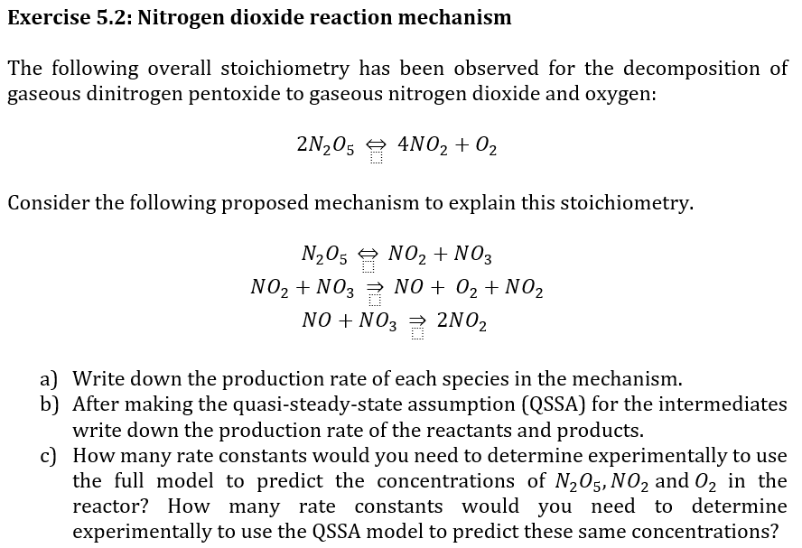 Solved Exercise 5.2: Nitrogen dioxide reaction mechanism The | Chegg.com