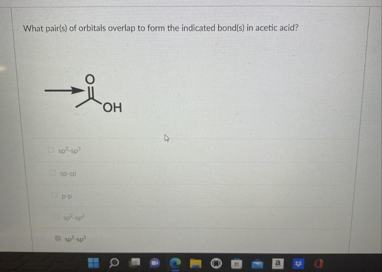 Solved What pair(s) of orbitals overlap to form the | Chegg.com