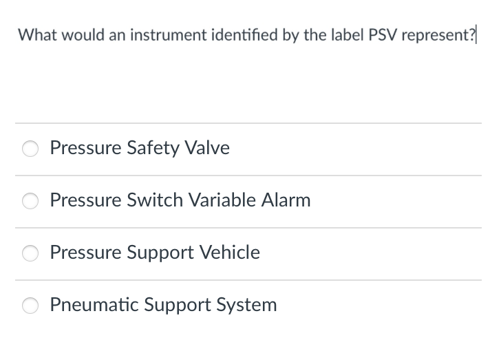 Solved What would an instrument identified by the label PSV | Chegg.com