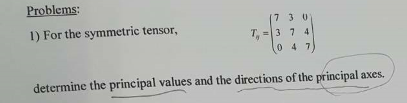 Solved Problems: 1) For the symmetric tensor, | Chegg.com