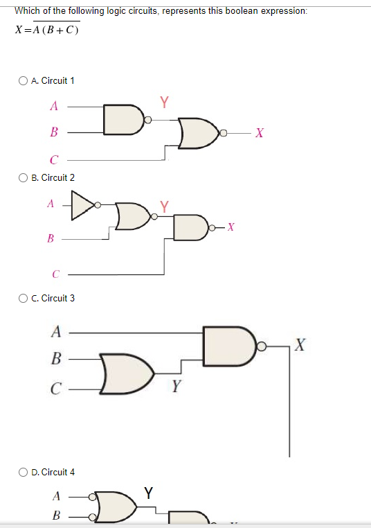 Solved Which Of The Following Logic Circuits Represents