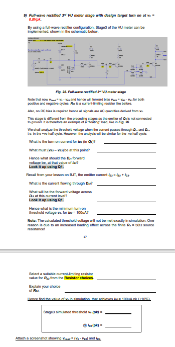 Solved 9) Full-wave rectibied 3ed v meter stage with design | Chegg.com