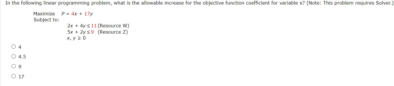 Solved In the following linear programming problem, what is | Chegg.com