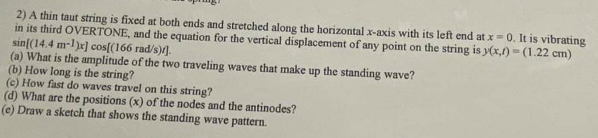 Solved 2) A thin taut string is fixed at both ends and | Chegg.com