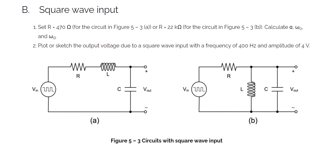 Solved B. Square wave input 1. Set R = 470 0 (for the | Chegg.com
