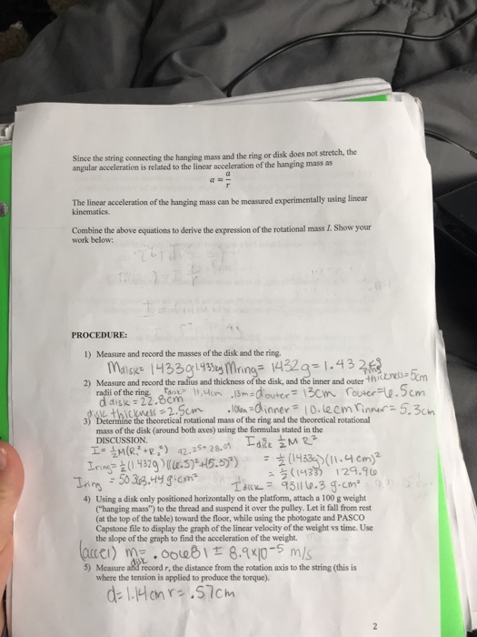 Solved This is the data I collected during my rotational | Chegg.com