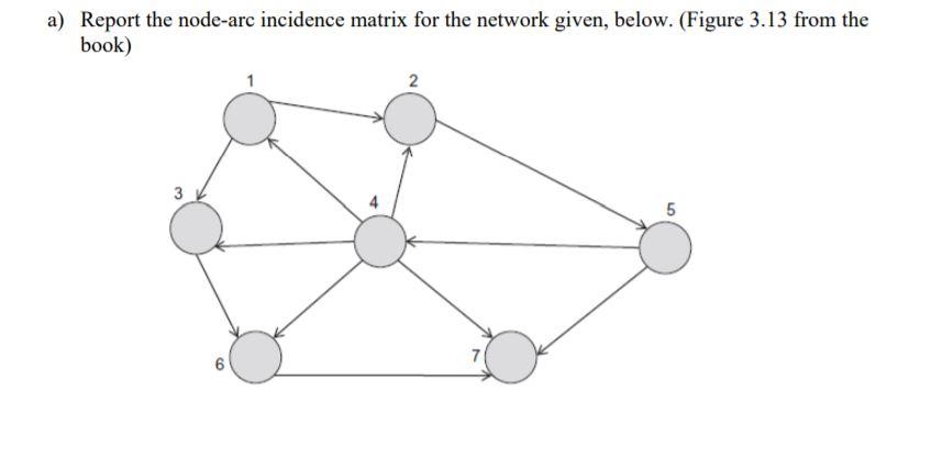 Solved a) Report the node-arc incidence matrix for the | Chegg.com