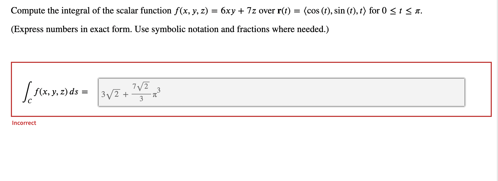 Solved Compute the integral of the scalar function | Chegg.com