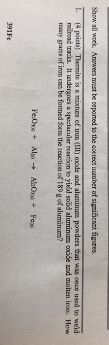 Solved Figures 4 Points Thermite Is A Mixture Of Iron