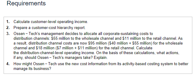 Solved Requirements 1. Calculate customer-level operating | Chegg.com