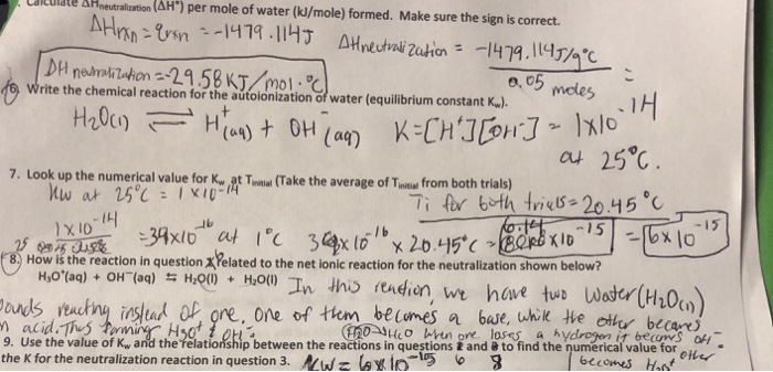 Use the value of Kw and the relationship between the | Chegg.com