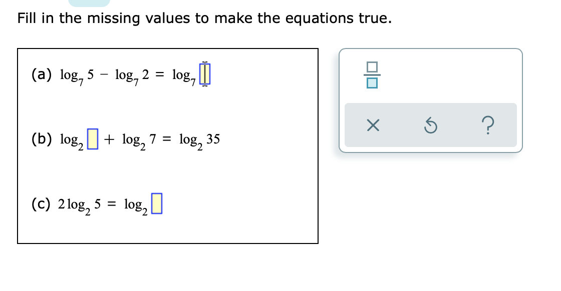 Solved Fill in the missing values to make the equations | Chegg.com