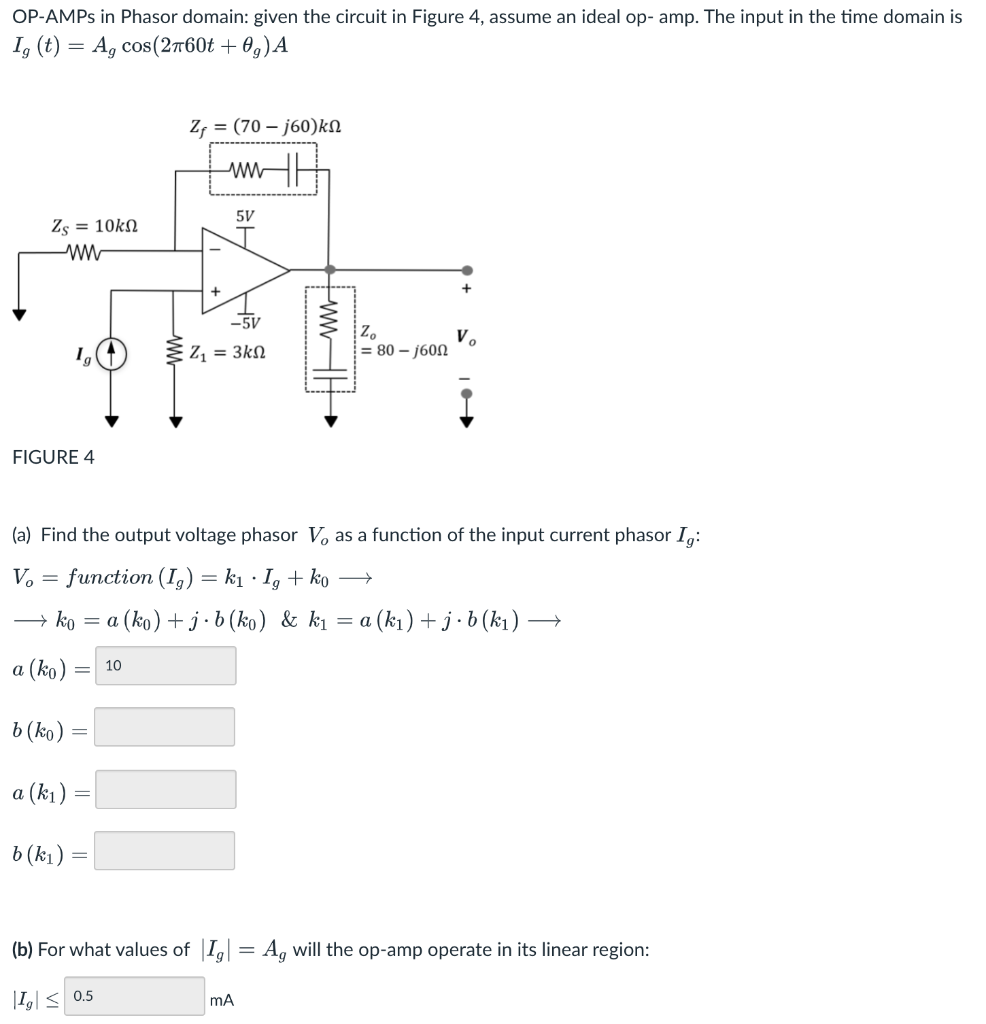 Solved OP-AMPs in Phasor domain: given the circuit in Figure | Chegg.com