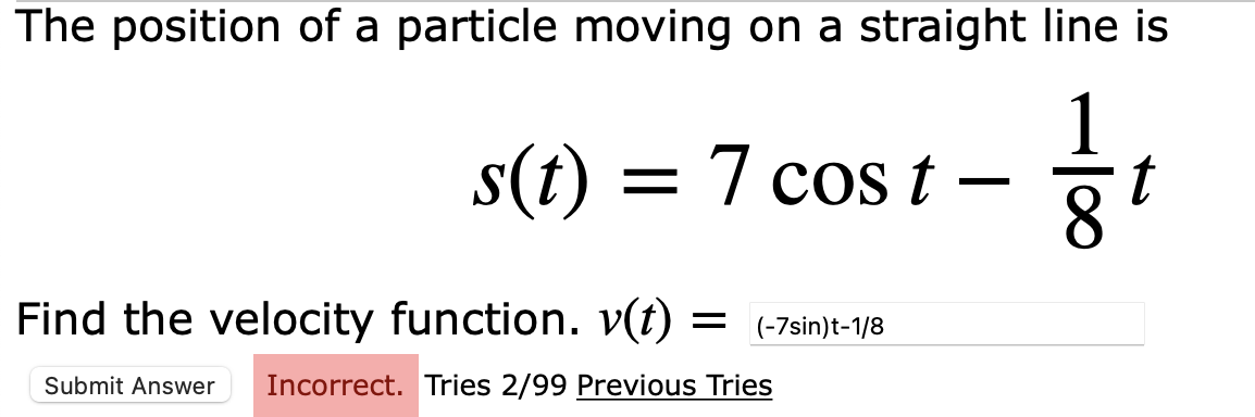 Solved The position of a particle moving on a straight line | Chegg.com