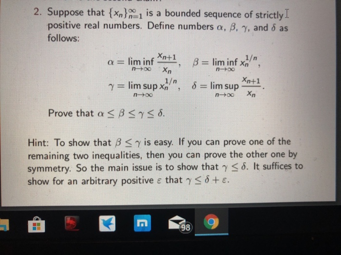 Solved 2. Suppose that {%)-1 is a bounded sequence of | Chegg.com