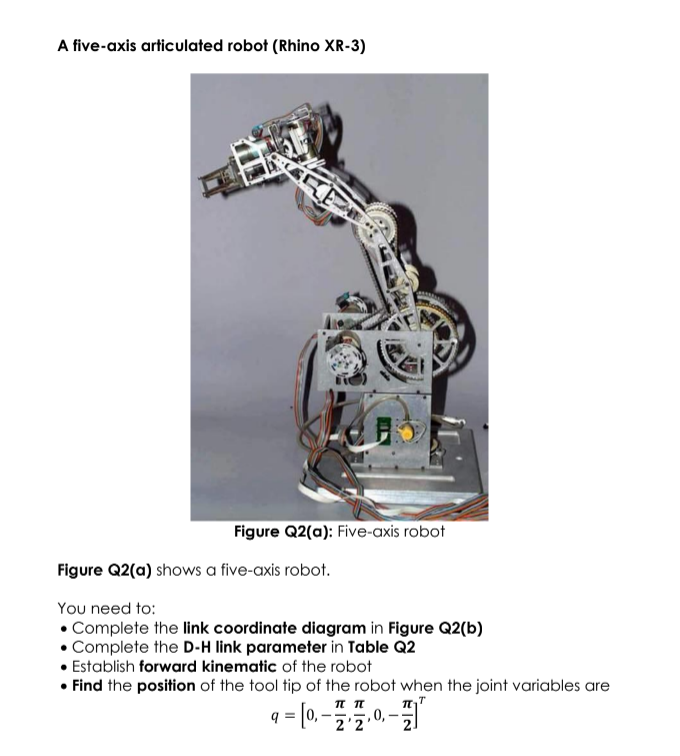 Solved A five-axis articulated robot (Rhino XR-3) Figure | Chegg.com