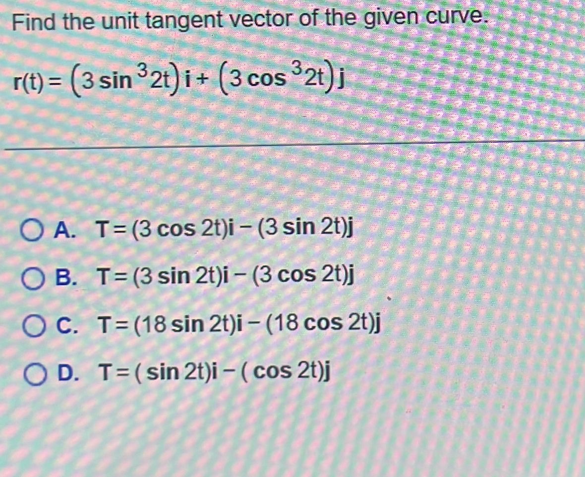 Solved Find the unit tangent vector of the given curve. | Chegg.com