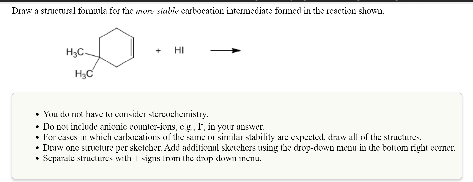 Solved Draw a structural formula for the more stable | Chegg.com
