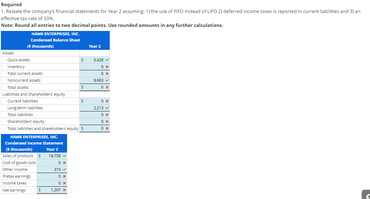 Solved Restating Inventory Values Using the LIFO Inventory | Chegg.com