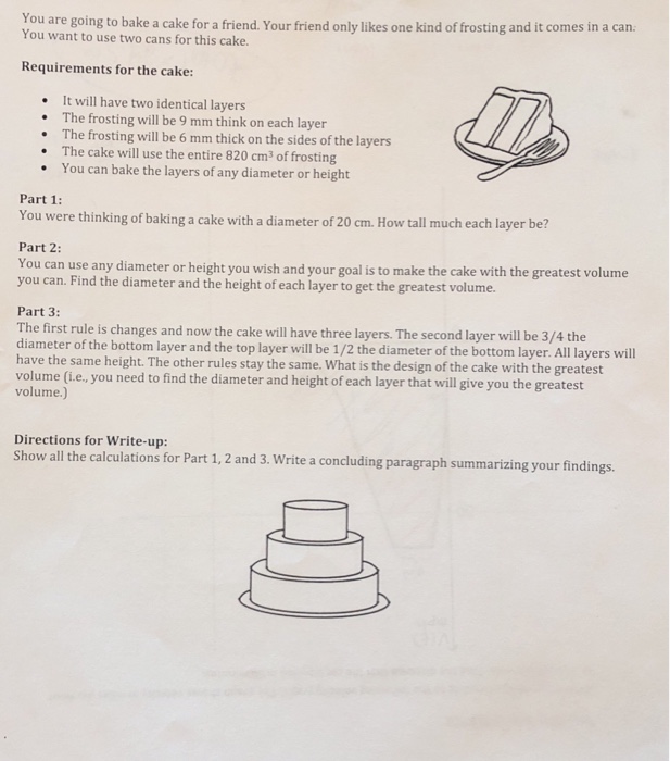 Solved You are going to bake a cake for a friend. Your | Chegg.com ...