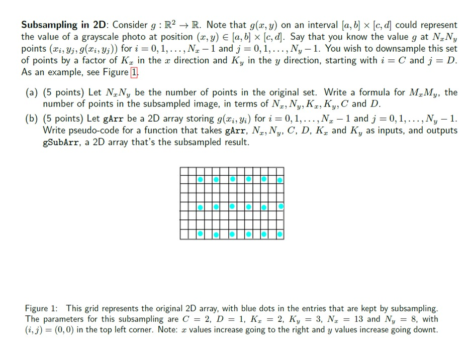 Subsampling in 2D: Consider g : R2 → R. Note that | Chegg.com