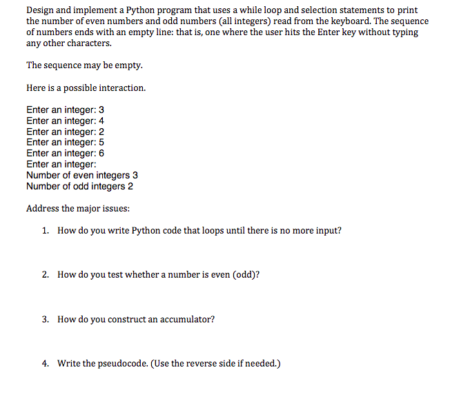 Solved Design And Implement A Python Program That Uses A