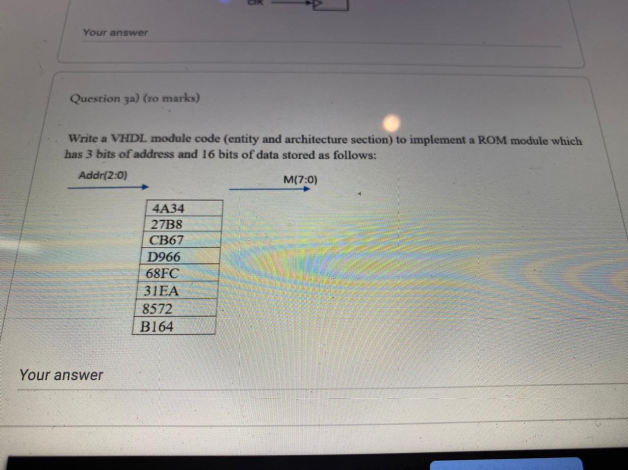 Solved Your answer Question 3a) (ro marks) Write a VHDL | Chegg.com