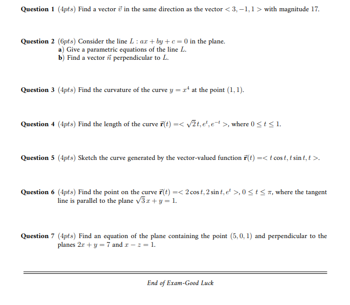 Solved Question 1 (4pts) Find a vector in the same direction | Chegg.com
