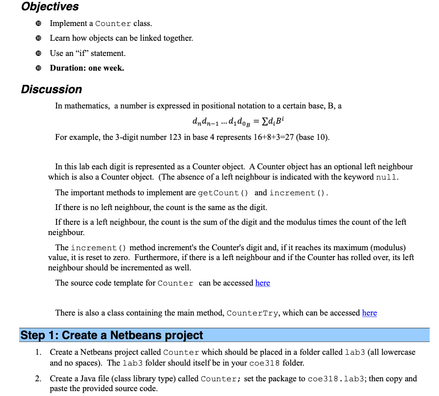 Objectives 0 Implement A Counter Class 0 Learn How Chegg