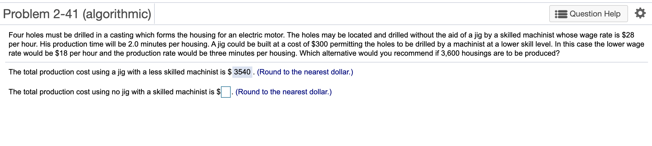 Solved Problem 2-41 (algorithmic) Question Help Four holes | Chegg.com