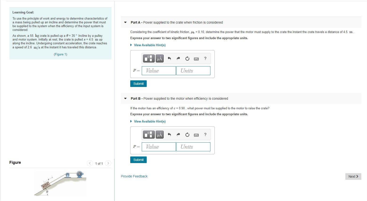 Solved Learning Goal: Part A - Power supplied to the crate | Chegg.com