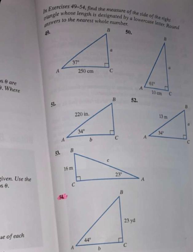 Solved Exercises 49-54, find the measure of the side of the | Chegg.com