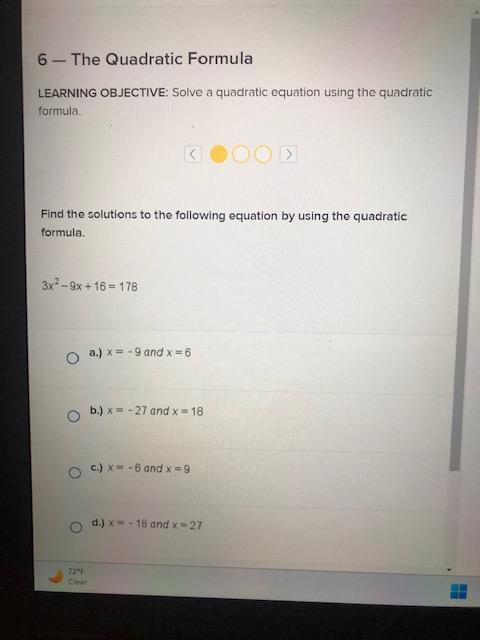 Solved 6 The Quadratic Formula Learning Objective Solve A