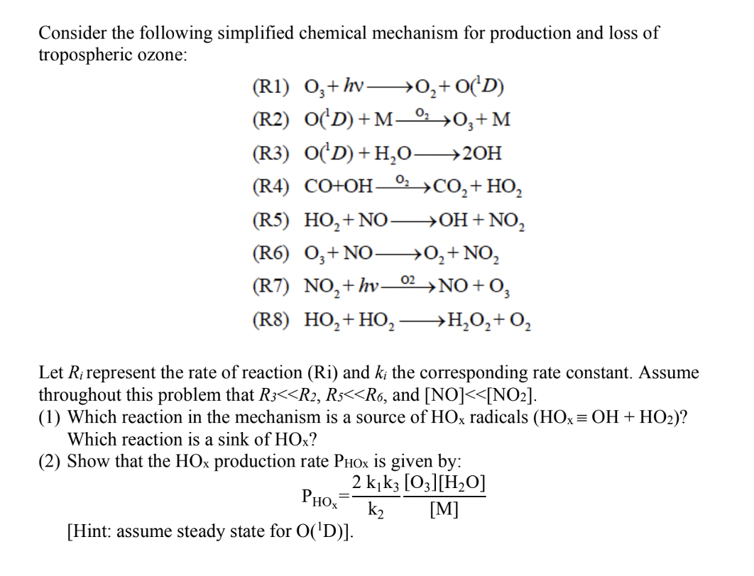 Consider the following simplified chemical mechanism | Chegg.com