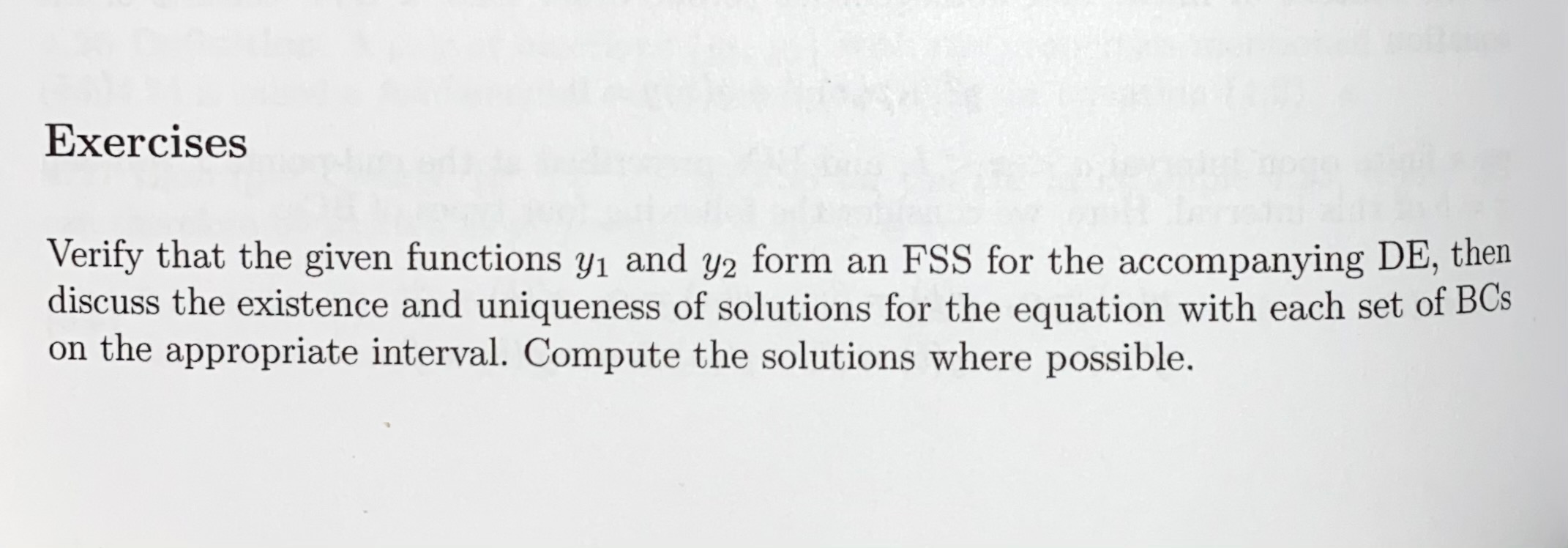 Solved Exercises Verify that the given functions yı and y2 | Chegg.com