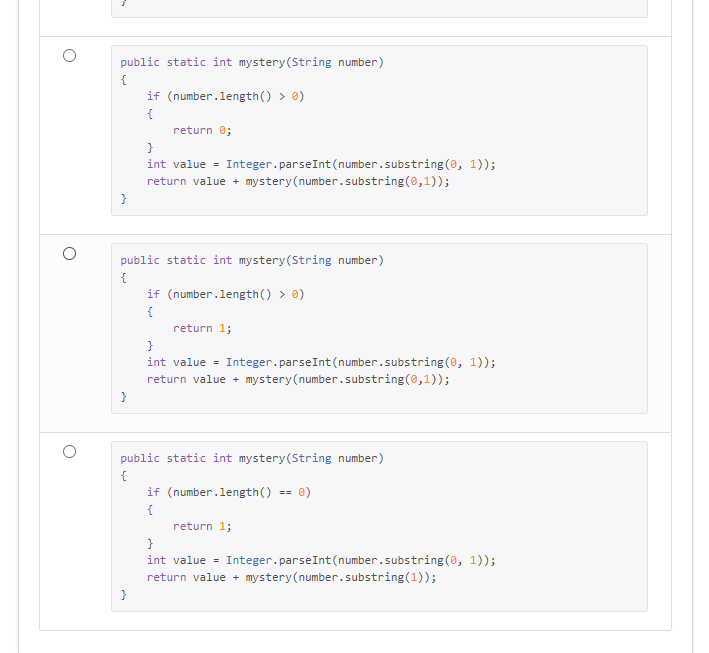 Solved Question: 11 The following recursive method is | Chegg.com