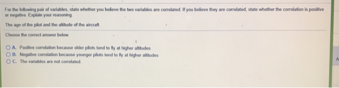 Solved For the following pair of variables, state whether | Chegg.com