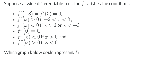 Solved . Suppose a twice differentiable function f satisfies | Chegg.com
