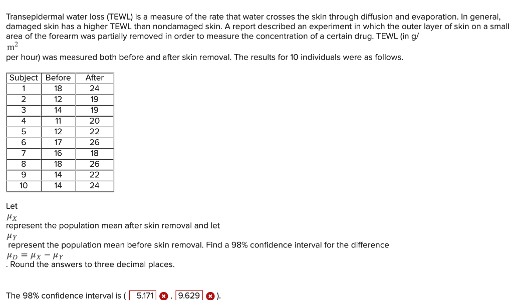 Solved Transepidermal water loss (TEWL) is a measure of the | Chegg.com