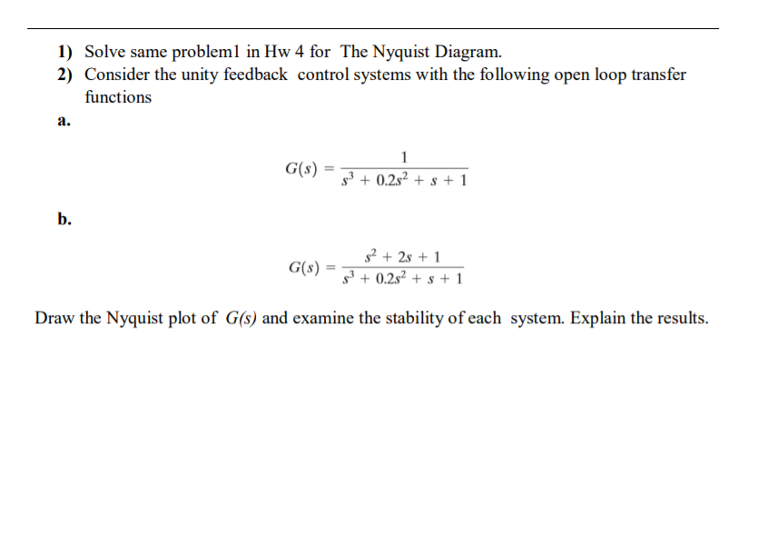 Solved 1) Solve same probleml in Hw 4 for The Nyquist | Chegg.com