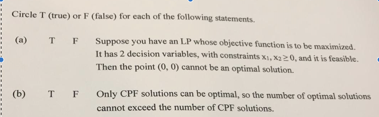 Solved Circle T (true) or F (false) for each of the | Chegg.com