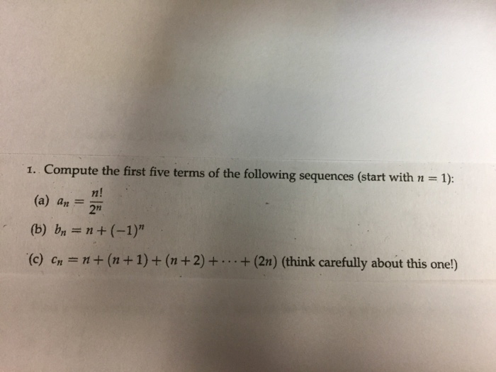 Solved Compute the first five terms of the following | Chegg.com